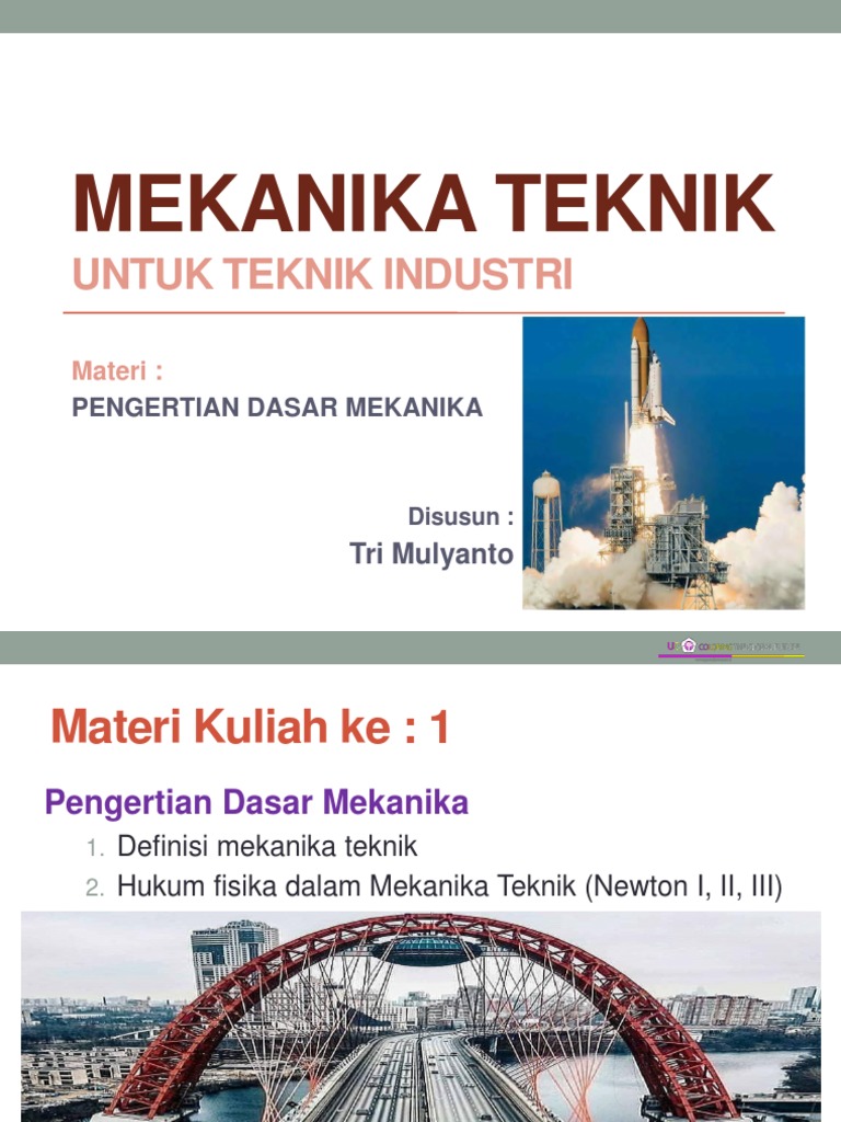 MT-Kuliah 01 (Pengertian Dasar Mekanika) PDF | PDF