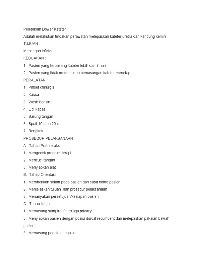 Pelepasan Dower Kateter | PDF
