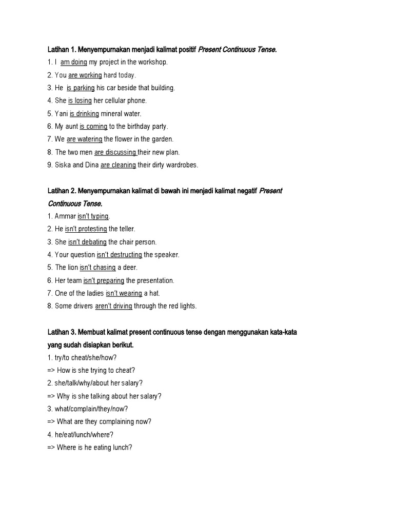 Present Continuous Tense | PDF