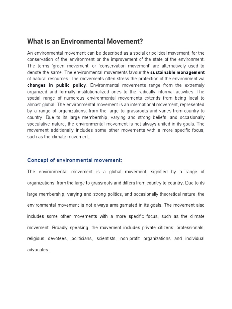 Environmental Movement PDF | PDF | Environmentalism | Global Warming