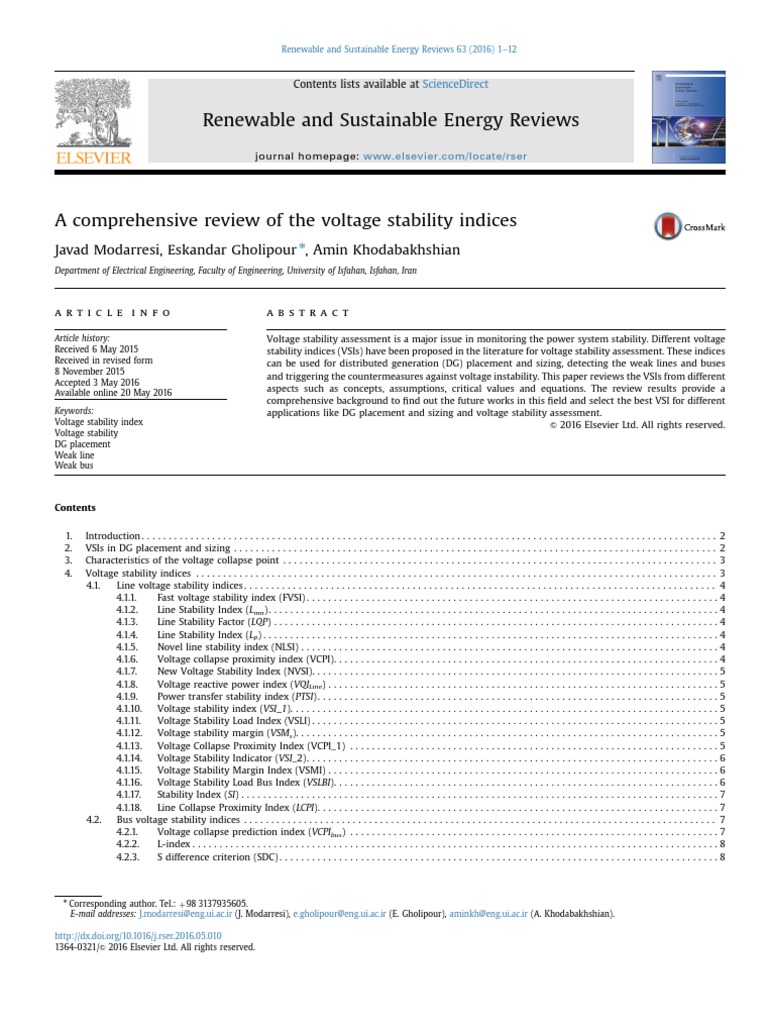 A Comprehensive Review of The Voltage Stability Indices | PDF | Ac Power | Electrical Impedance