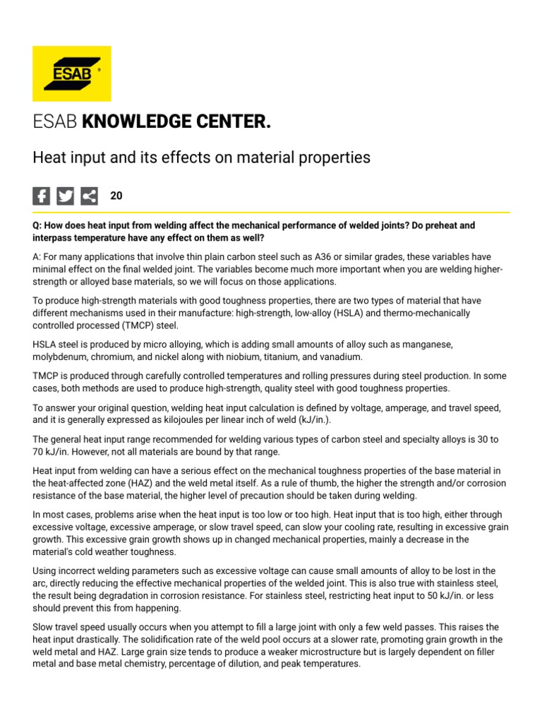 Heat Input and Its Effects On Material Properties | PDF | Welding ...
