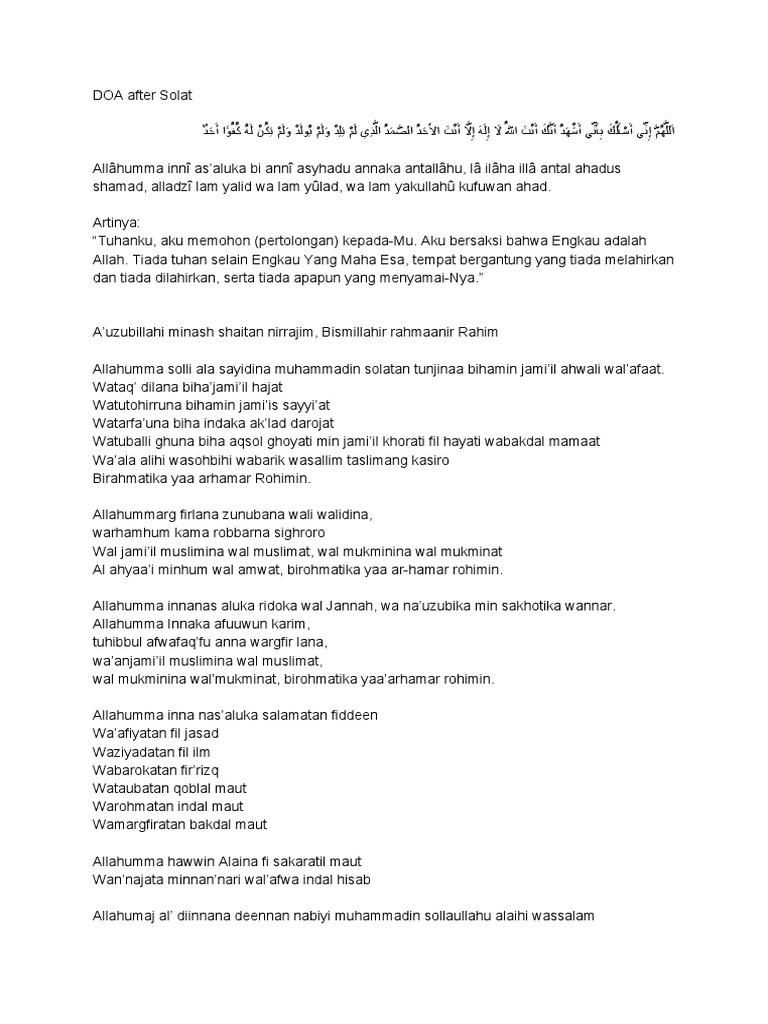 DOA After Solat | PDF | Semitic Words And Phrases | Religious Behaviour ...