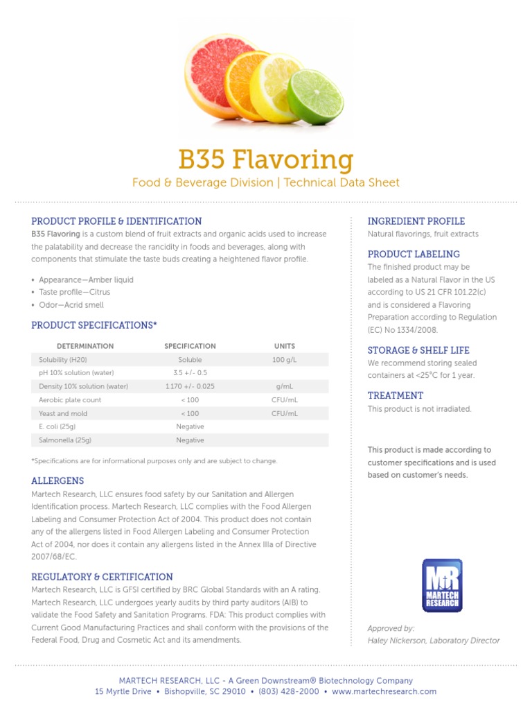 B35 Tds PDF | PDF | Flavor | Food Safety