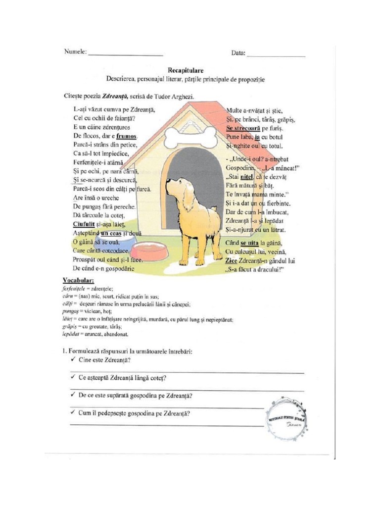 Fisa Zdreanta Tudor Arghezi | PDF