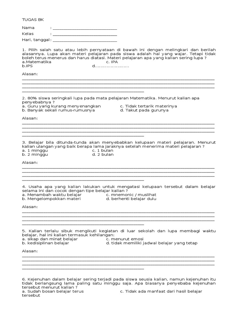 TUGAS BK Kelas IX | PDF