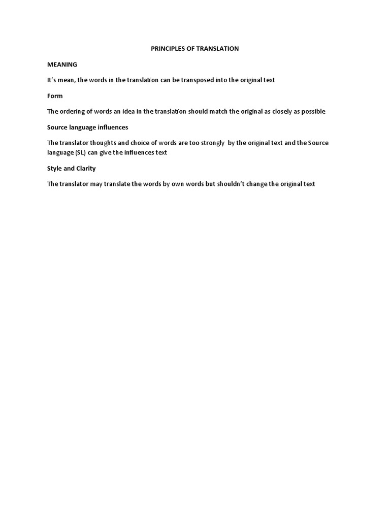 Principles of Translation | PDF | Career & Growth