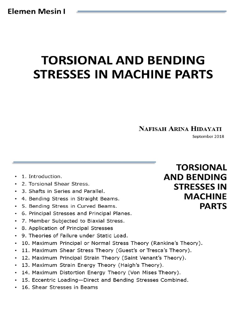 Machine Elements I - Torsion and Bending 1 PDF | PDF