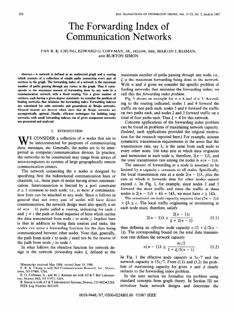 The Forwarding Index of Communication Networks | PDF | Vertex (Graph ...