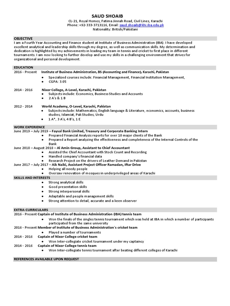 CV - Saud Shoaib (Updated) | PDF | Pakistan | Economies