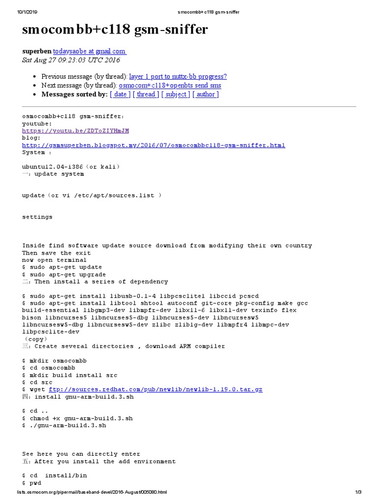 OsmocomBB C118 GSM Sniffer Guide | PDF | Computer Architecture | System ...