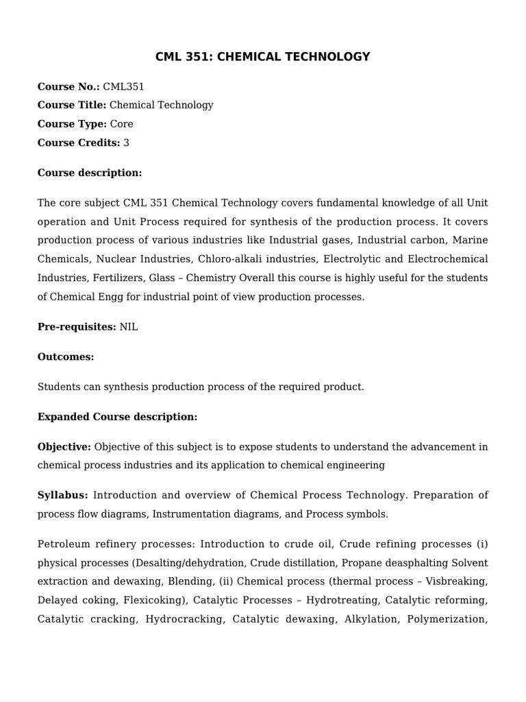 General Chemical Technology | PDF | Petrochemical | Oil Refinery