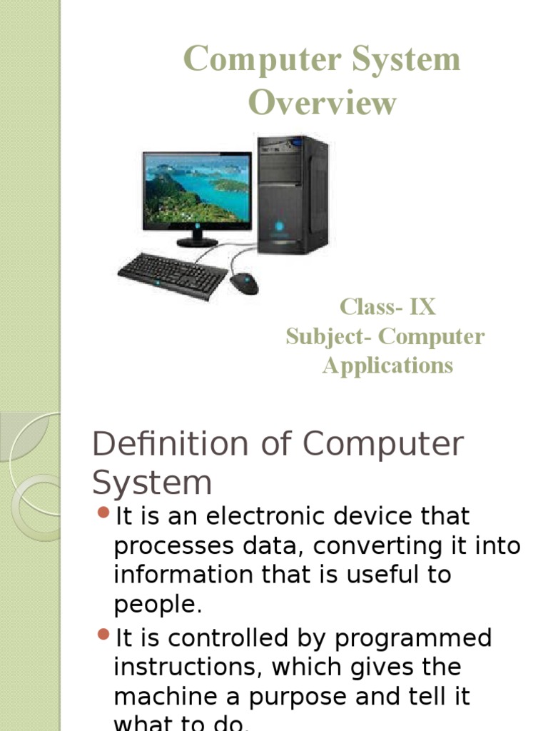 Class 9 - Computer System Overview | PDF | Computer Data Storage | Random Access Memory