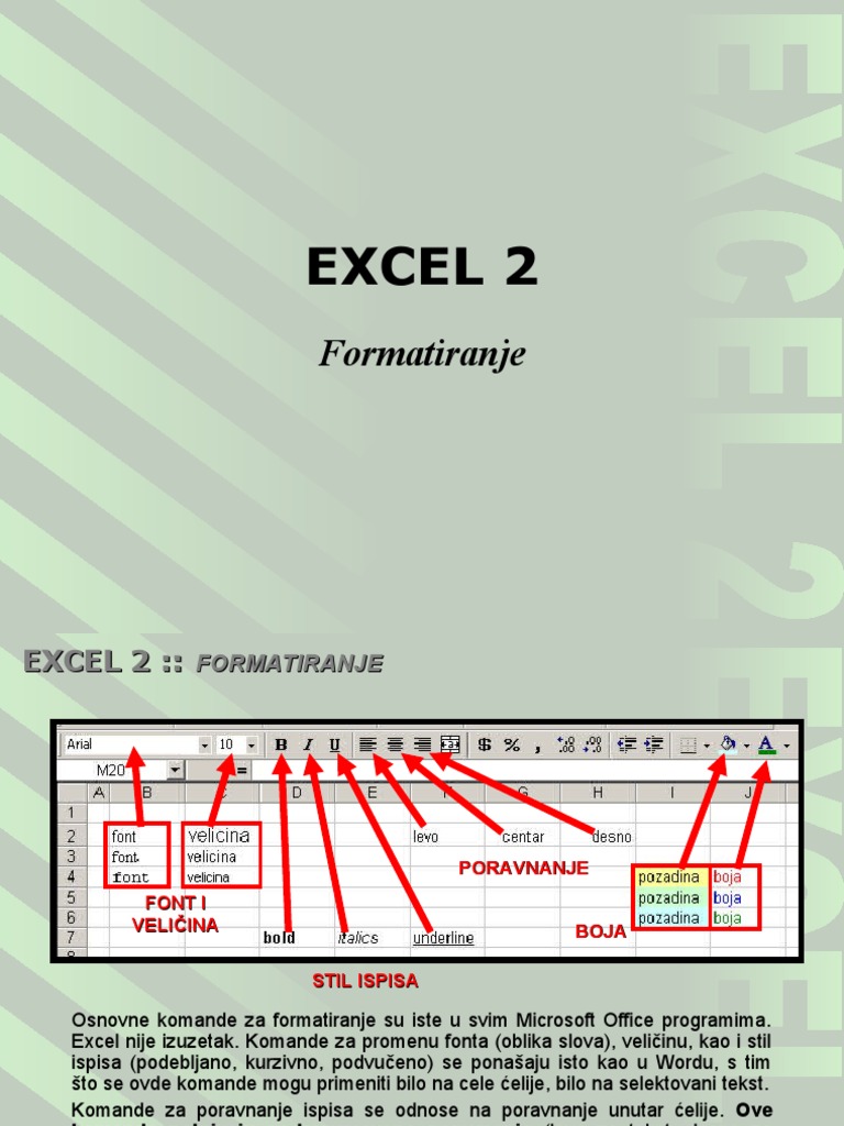 EXCEL2 - Formatiranje | PDF