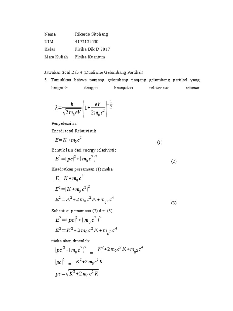 Panjang Gelombang dan Energi dalam Fisika Kuantum | PDF