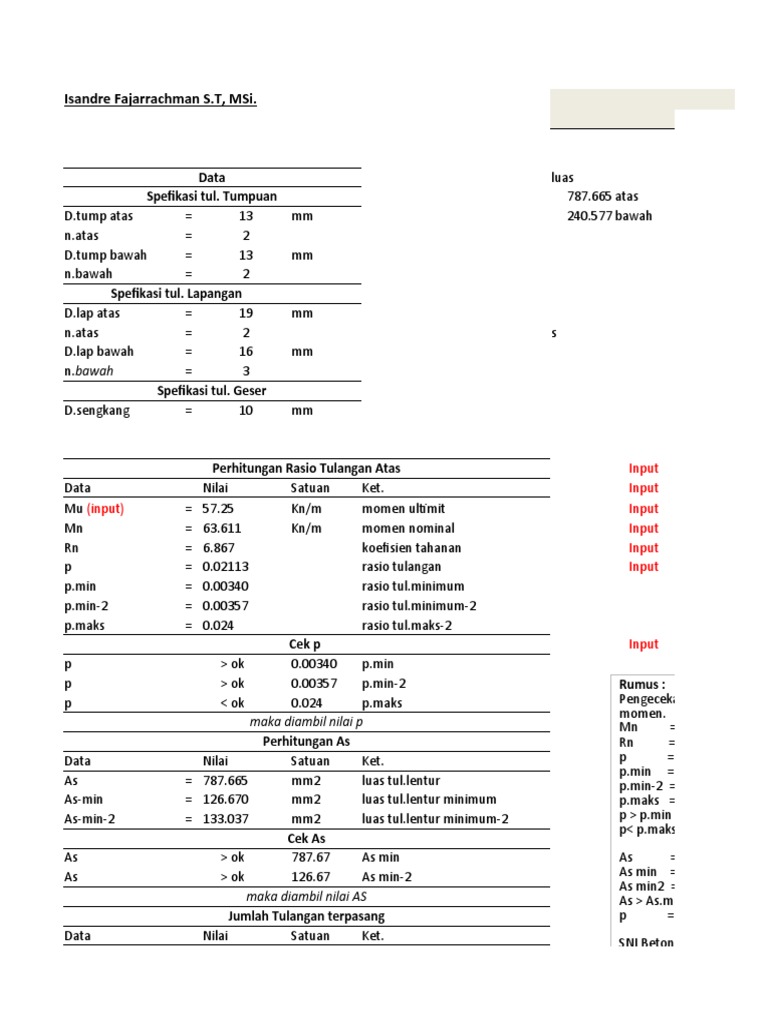 Teknik Sipil: Rasio Tulangan Balok | PDF | Transport