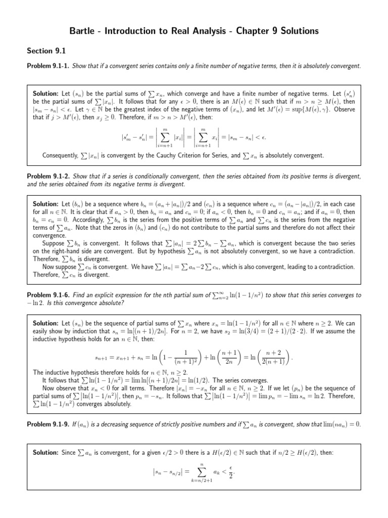 Bartle Intro To Real Analysis Solutions CH 9 PDF | PDF | Series ...