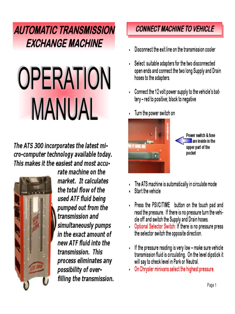 ATS 300 Operators Manual | PDF | Transmission (Mechanics) | Switch