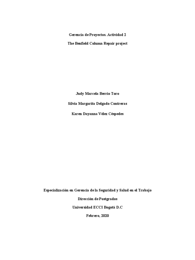 Actividad No.2 Gerencia de Proyectos | PDF | Presupuesto | Creatividad