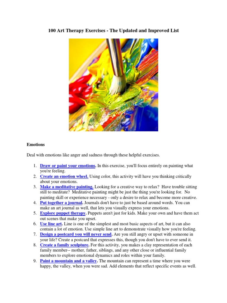 100 Art Therapy Exercises for Wellness | PDF | Art Therapy | Emotions