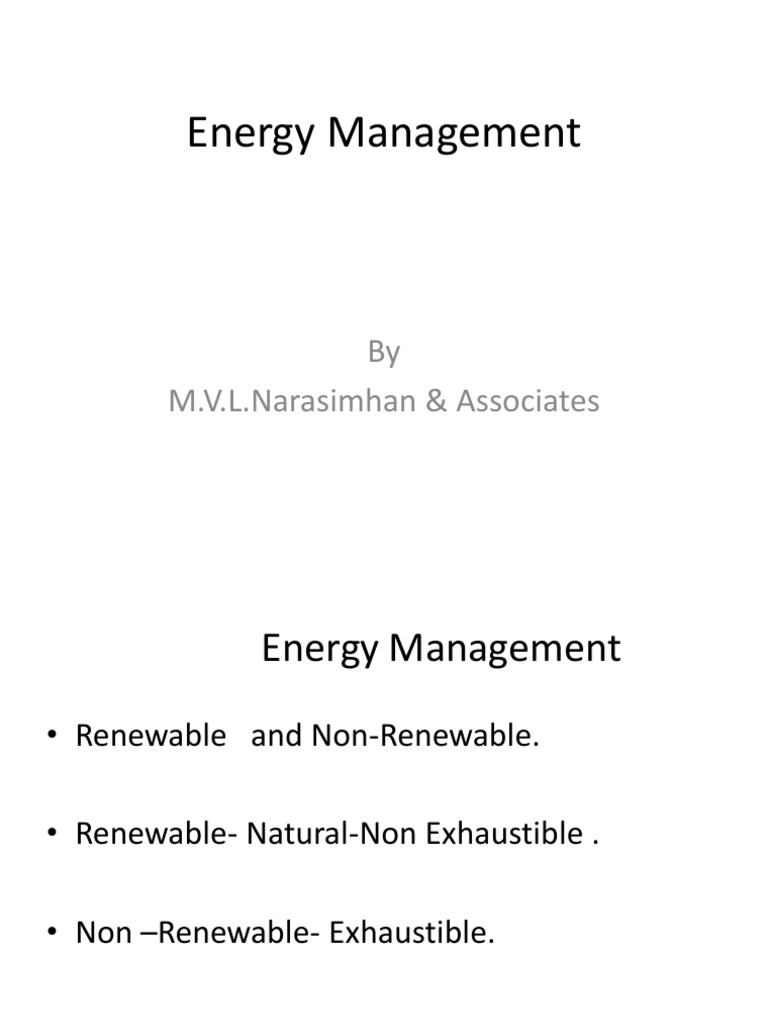 Energy Management: by M.V.L.Narasimhan & Associates | PDF ...