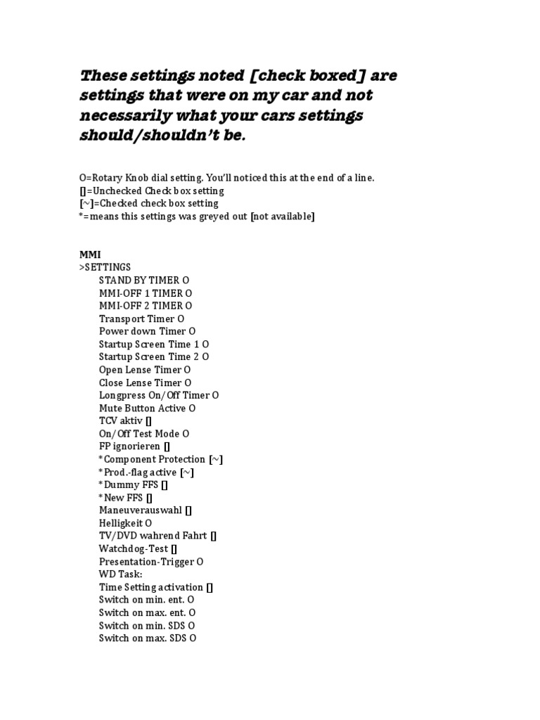 Car MMI and DIAG Settings Guide | PDF | System Software | Computing