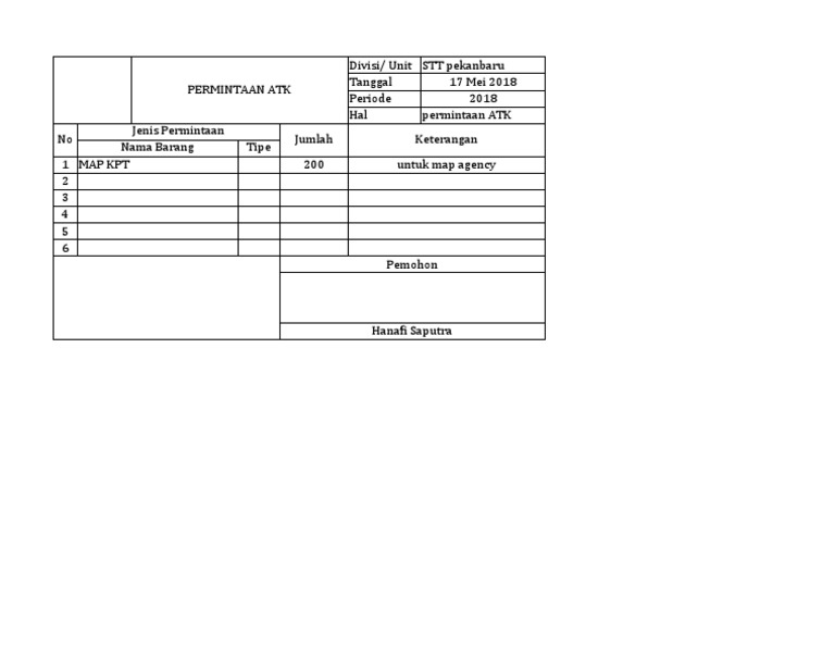 Form Permintaan Atk | PDF