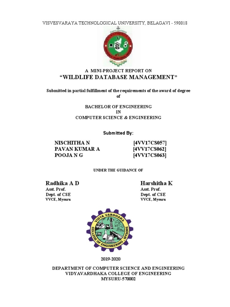Wildlife Database Management Mini Project | PDF | Java Script | Databases