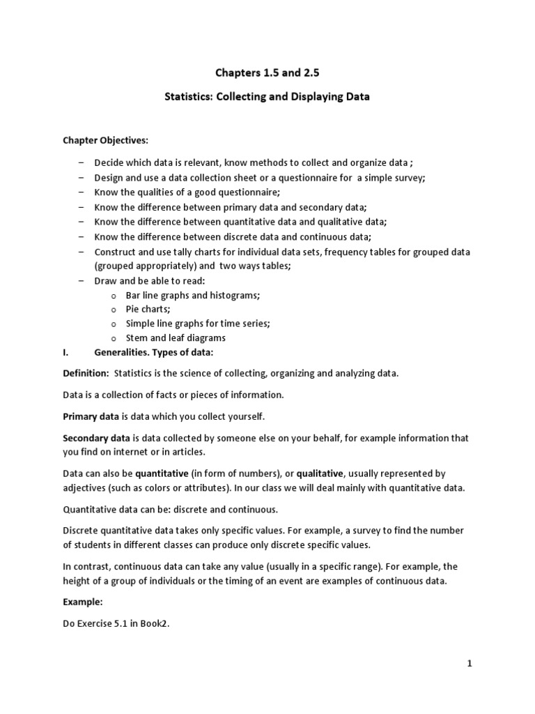 CH 5 Collecting and Displaying Data | PDF | Pie Chart | Histogram