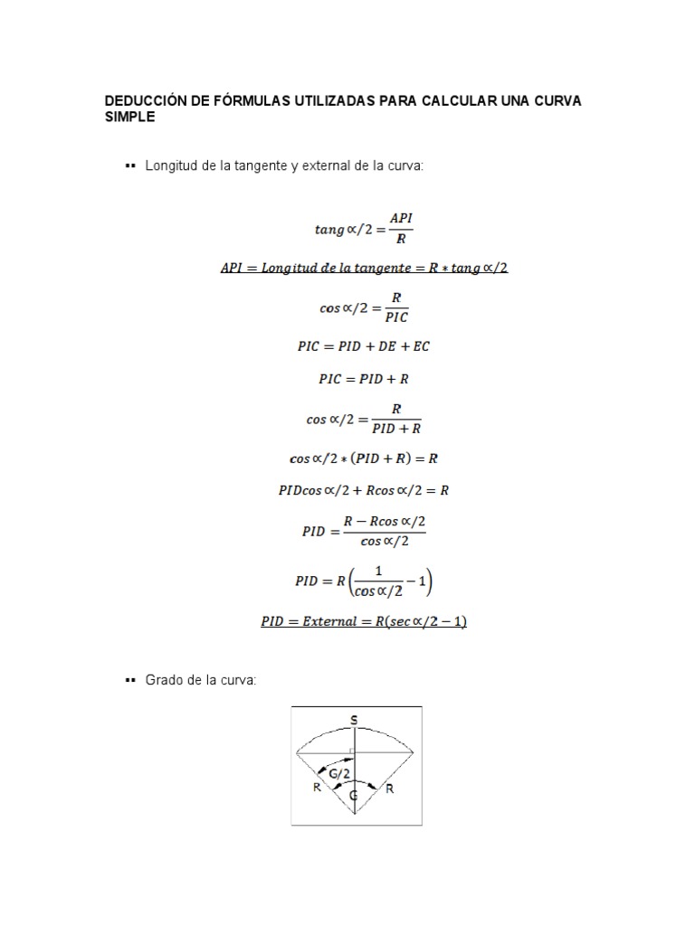 Deducción de Fórmulas Utilizadas para Calcular Una Curva Simple | PDF