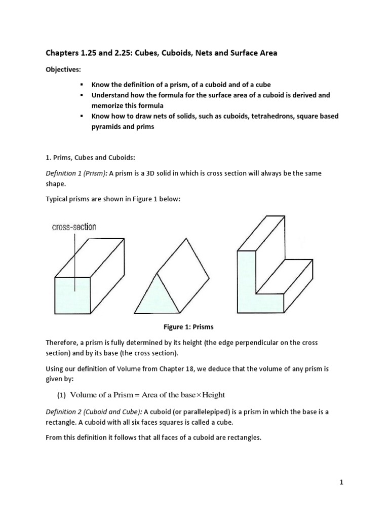 Cubes Cuboids Surface Area Nets PDF | PDF | Area | Volume