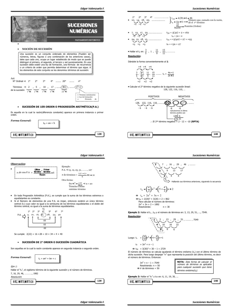 Capitulo 5 Sucesiones Numéricas2013 Listo PDF | PDF | Secuencia | Estructuras matemáticas