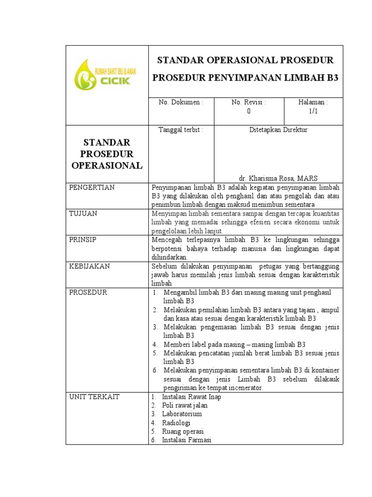 SOP Penyimpanan B3 | PDF