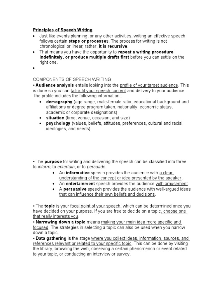 Principles of Effective Speech Writing | PDF | Psychological Concepts ...