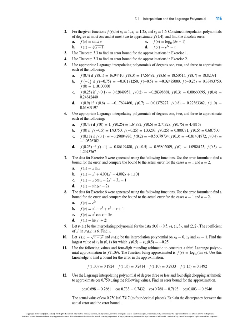 Ejercicios Interpolacion Lagrange | PDF | Interpolation | Abstract Algebra