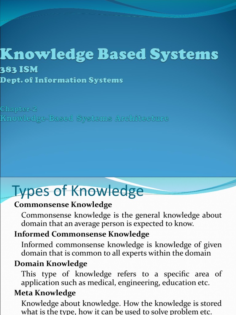 Chapter - 2 Knowledge-Based System Architecture | PDF | Knowledge ...