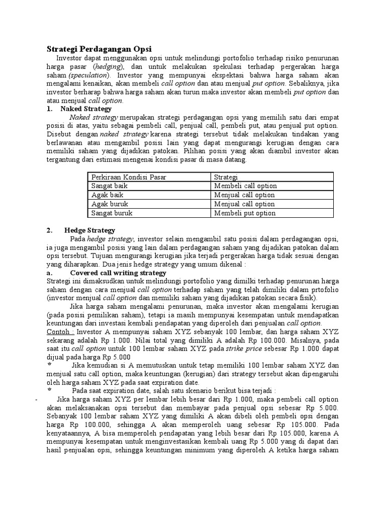 Strategi Perdagangan Opsi | PDF