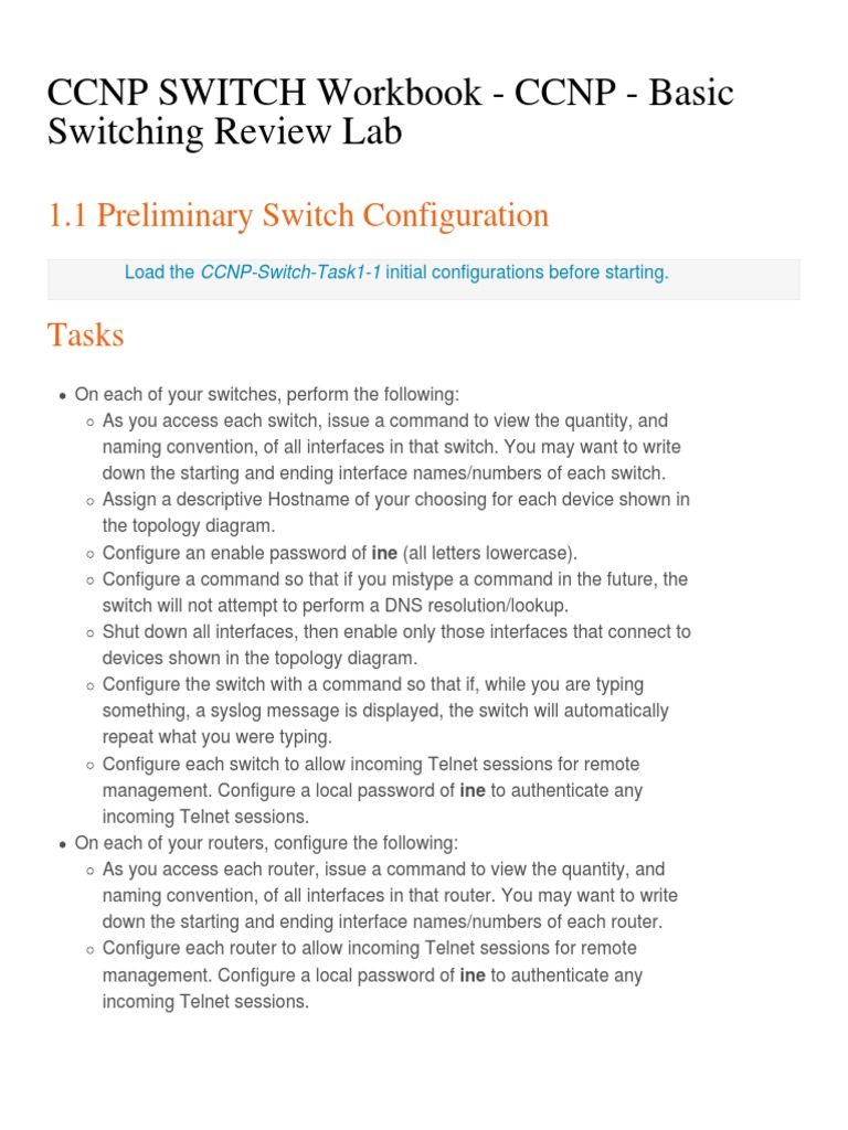 CCNP Switch Workbook | PDF | Ip Address | Internet Protocols