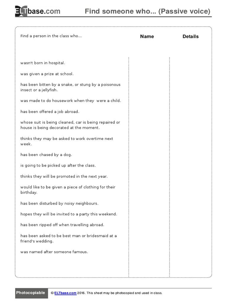 Find Someone Who Passive Voice PDF | PDF