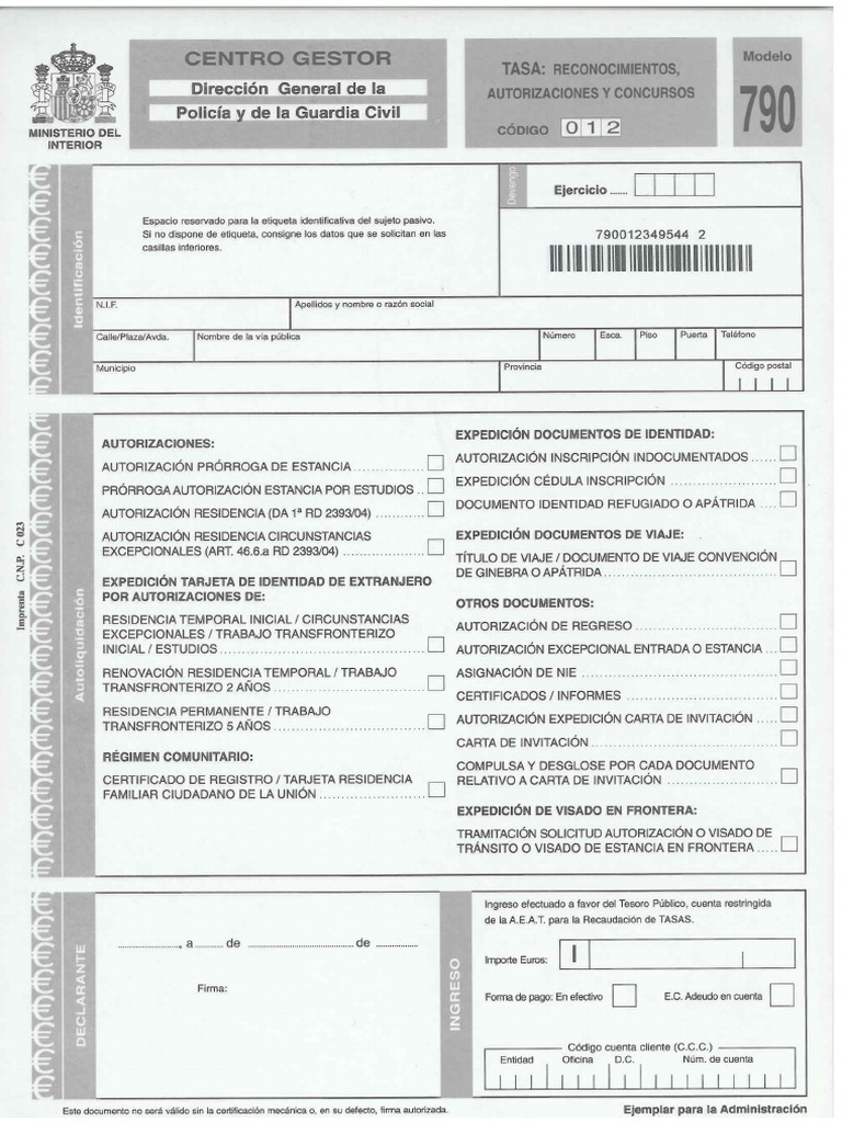 Tasa - Modelo 790-012 PDF | PDF