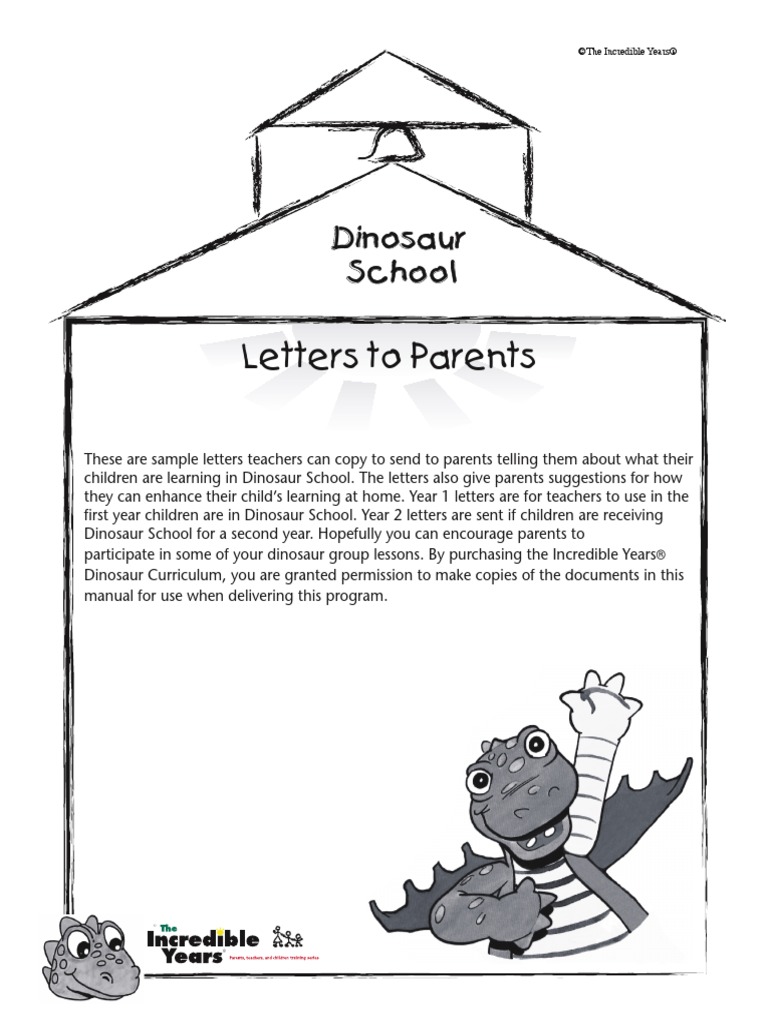 Dinosaur School Letters To Parents | PDF | Teachers | Anger