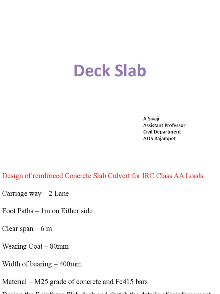 Design of a Reinforced Concrete Deck Slab Culvert for a Two Lane ...