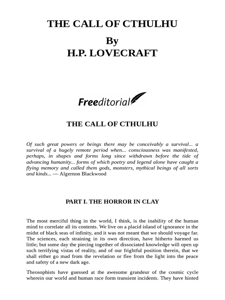 The Call of Cthulhu Summary | PDF