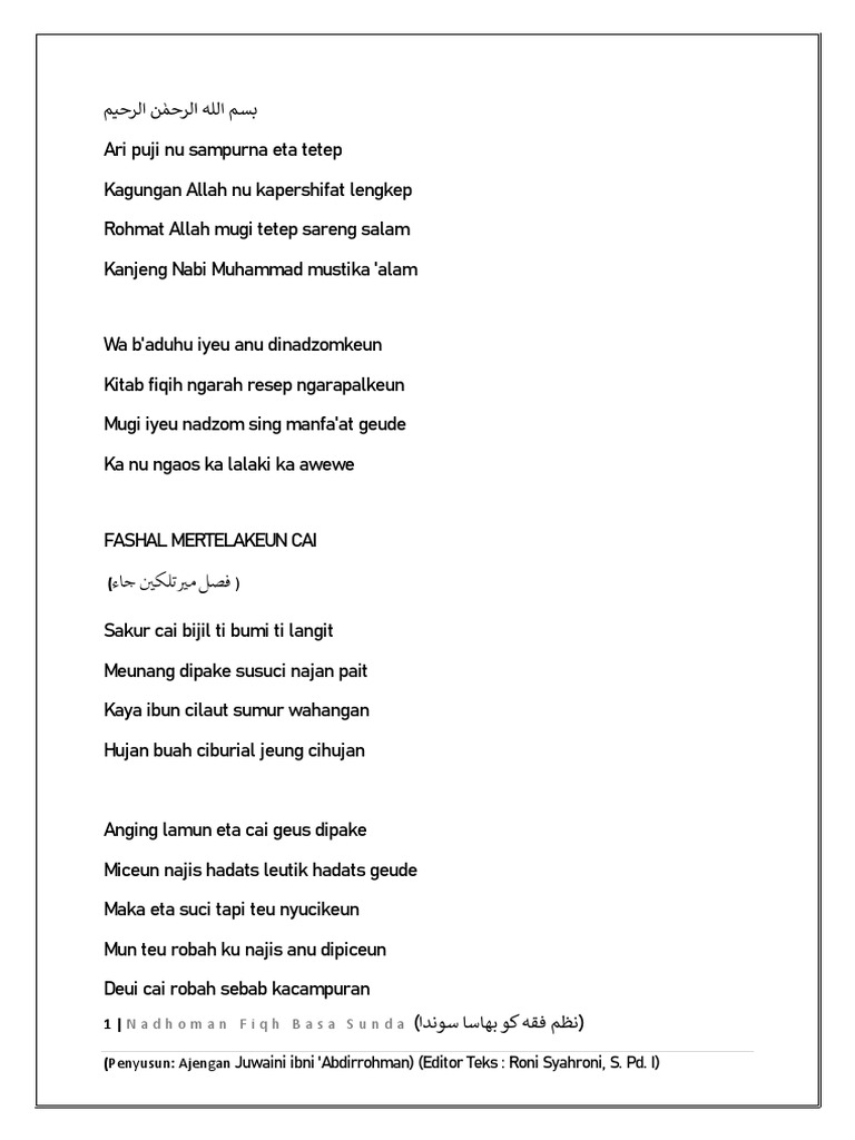 Nadzom Fiqih Ku Basa Sunda PDF | PDF