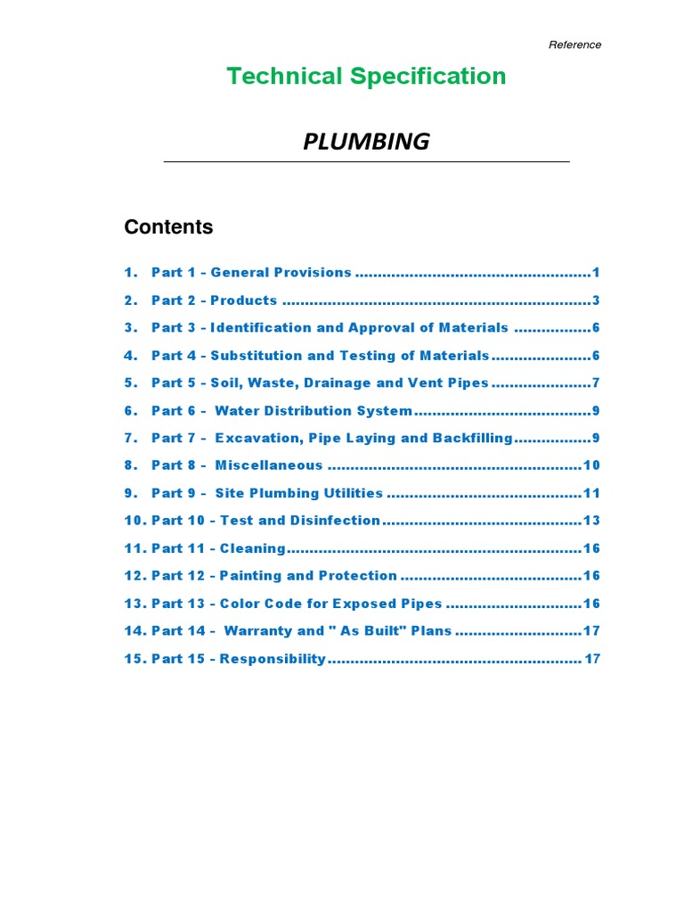 Plumbing Technical Specifications Guide | PDF | Plumbing | Storm Drain