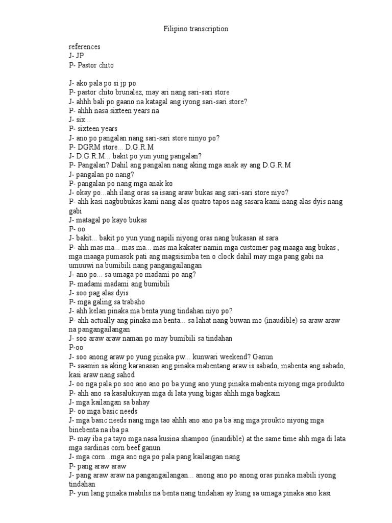 Filipino Transcript | PDF