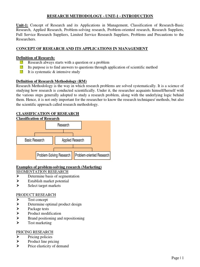 RM Units 1 2 NOTES PDF | PDF | Marketing Research | Research Design