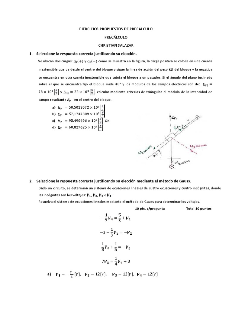 Ejercicios de Precálculo Salazar Christian | PDF | Sistema de ...