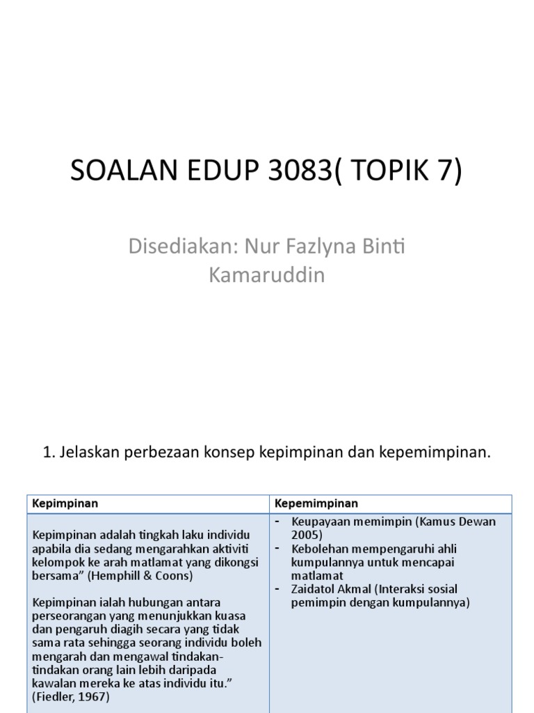Soalan Edup 3083 (Topik 7) | PDF