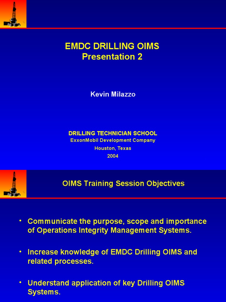 ExxonMobil Drilling OIMS Overview | PDF | Risk Management | Casing ...